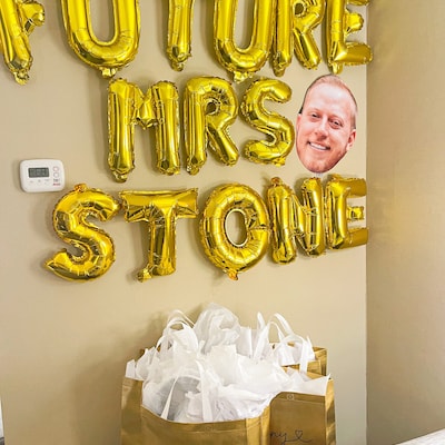 Future Mrs Balloon Banner W/ Custom Name Letter Balloons Gold, Silver ...