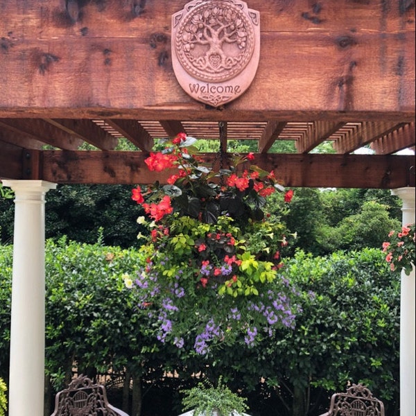 Tree of Life Welcome Plaque Garden Art in Concrete in Terra Cotta (red ...