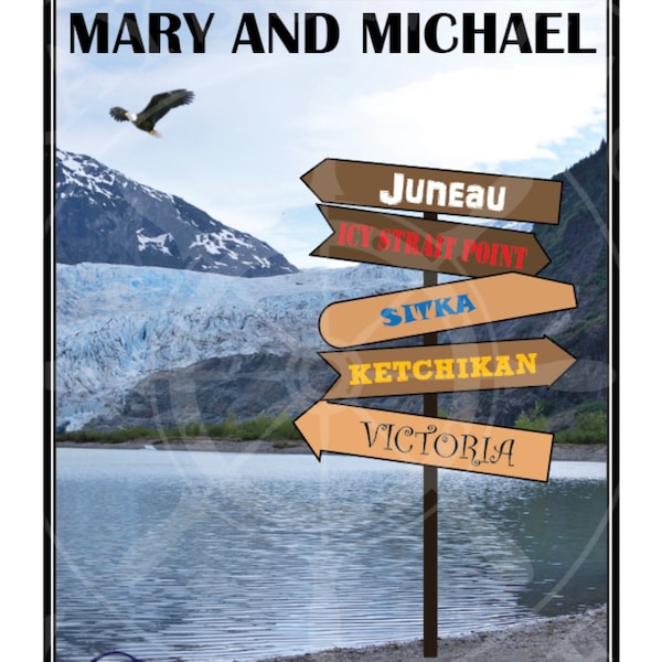 Alaskan Cruise Direction Sign Post Magnet With Ports of Call (2 Sizes ...