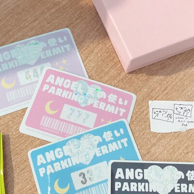 ANGEL PARKING PERMIT Angel Numbers Good Luck Affirmations Pastel Moon ...