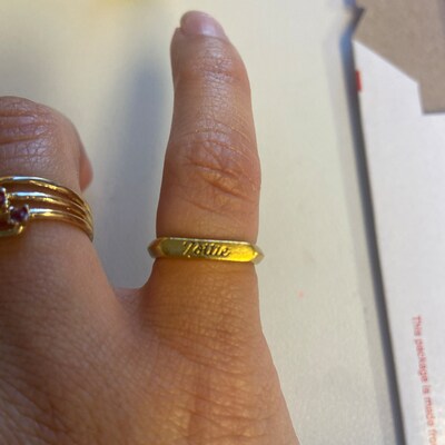 Bar Name Ring by Caitlyn Minimalist Signet Name Ring Custom Skinny Bar ...