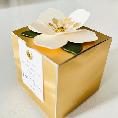 Sage Favor Boxes With Flower Decor for Wedding, Bridal Party, Baptism ...