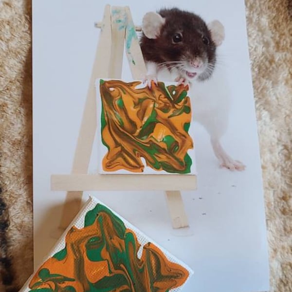 Rat Painting 2"x2" - Etsy