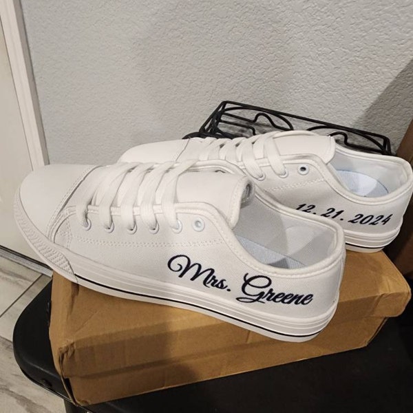 Personalized Bridal Shoes - Custom Sneakers for Wedding With Name ...
