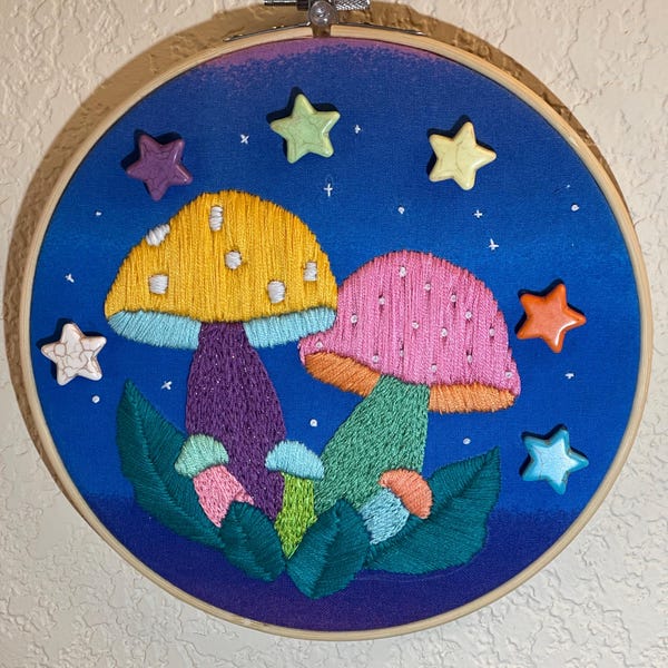 Flower Moon Embroidery Pattern, Instant Download, Floral Celestial ...