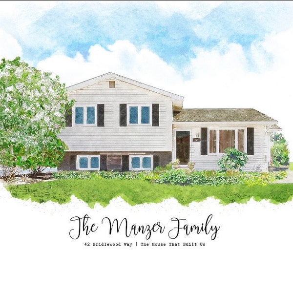 Custom House Drawing, House Illustration, Watercolor House Painting ...