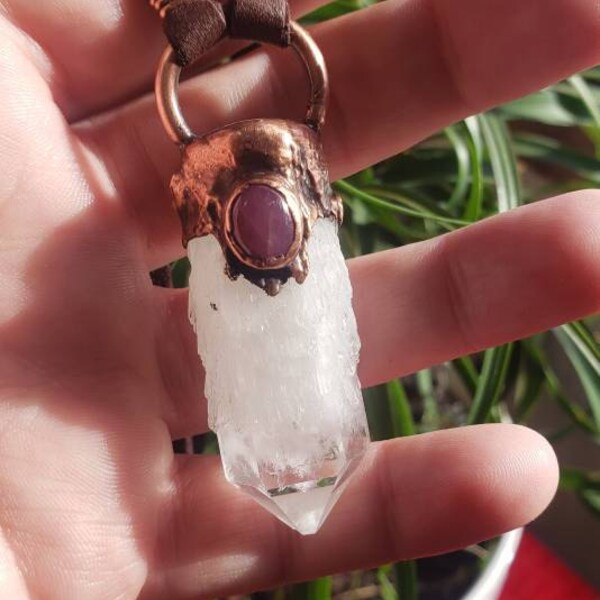 Rare Elestial Clear Quartz Crystal Cluster and Peridot Gemstone ...