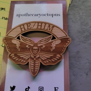 Wooden Pronoun Pins Moth Pins Wood Burning - Etsy