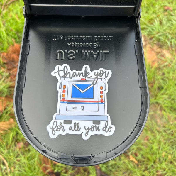 Thank You Mailbox Decal-new, Mailman Sticker, Mailman Gift, Mailbox ...