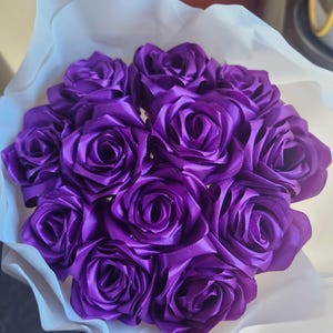 Red-pink Satin Ribbon Bouquet in Cherry-colored Wrap, Perfect Gift for ...