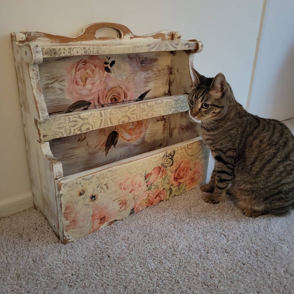 Old Handpainted Barnwood Window, Wall Art Decor, Vintage Floral Shabby ...