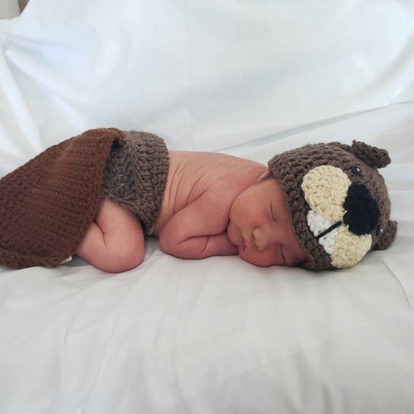 Baby Beaver Outfit, Crochet Beaver Set, Baby Beaver Hat, Animal Hat ...