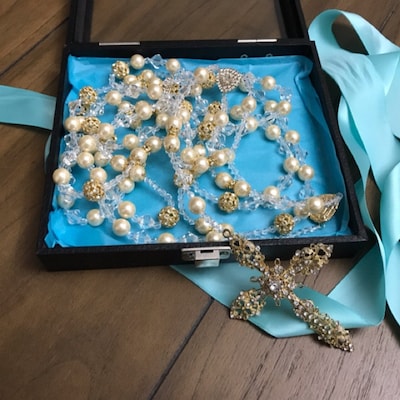 Ivory Pearls Wedding Lasso Gold Plated-crystal Wedding Lasso/swarovski ...