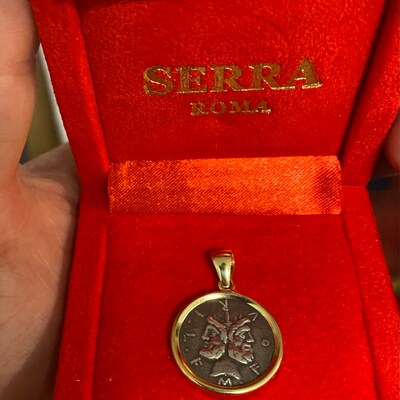 Roman Coin 90 BC Depicting the God Apollo Mounted in a Sterling Silver ...