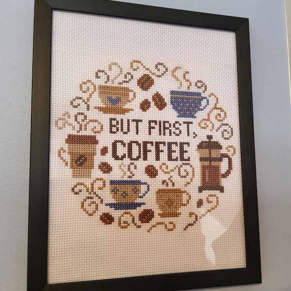 But First Coffee Cross Stitch Pattern - Modern Sampler (PDF Pattern) - Etsy