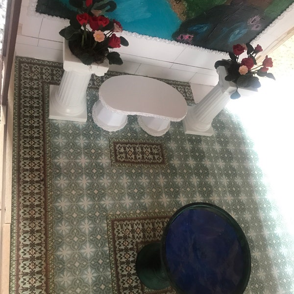 DOLLHOUSE Flooring 1/12th Scale French Victorian Floor Tiles W/ Border ...