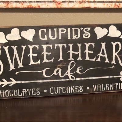 Cupids Sweetheart Cafe SVG Cut File. Rustic Valentines Day Sign Design ...