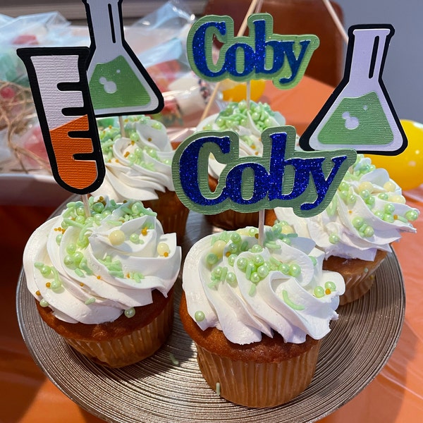 Custom Science Cupcake Toppers, Science Party, Science Birthday, Mad ...