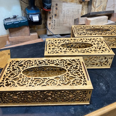 Decorative Laser Cut Tissue Box Heart Shape Tabletop Wooden Napkin ...