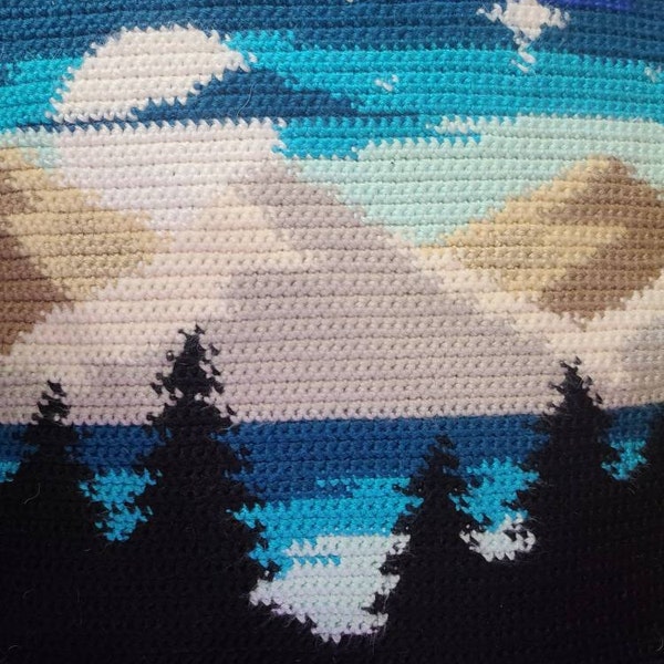 Crochet Pattern | the Mountainside Wall Hanging | Mountain Wall Hanging ...