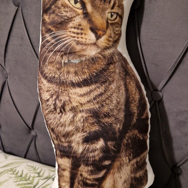 Custom Cat-shaped Throw Pillow, Personalized Cat Cushion, Custom Pet ...