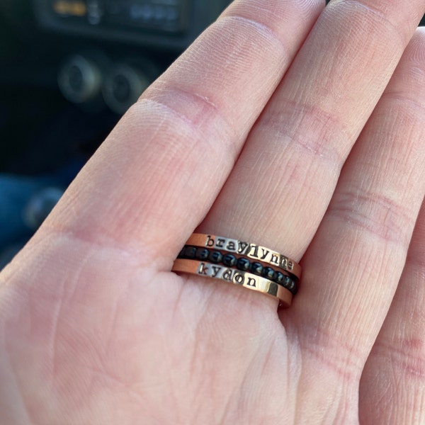 Skinny Stackable Ring / Personalized Rings / Mothers Rings / Hand ...