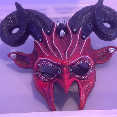 Black Red Masquerade Mask Animal Mask Horns Mask Party - Etsy