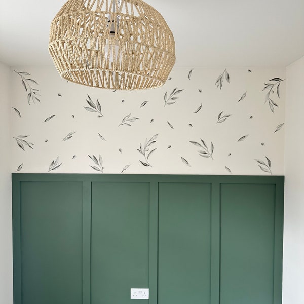 Botanical Olive Leaves and Branches Wall Decals, Plastic-free Wall ...