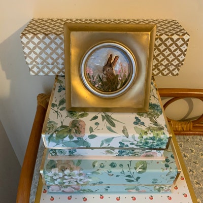 Bunny Rabbit Art little Pumpkin Picker Original Oil Painting by Tina ...