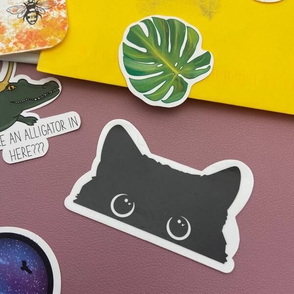 Peeking Cat Sticker - Etsy