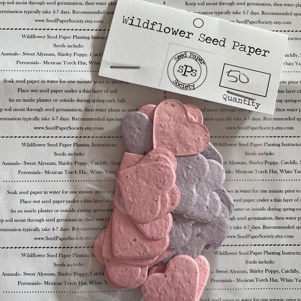 50 Seed Paper Confetti Hearts- Wildflower Seeds - Etsy
