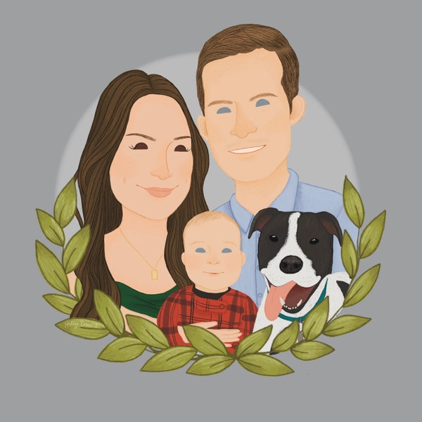 Cute Family Portrait, Custom Portrait for Families, Family Illustration ...