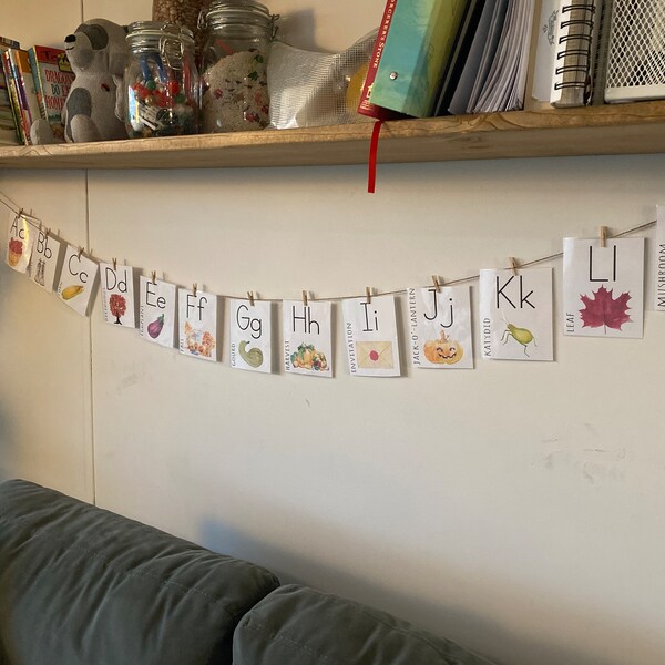 Fall Themed Alphabet Cards | Autumn Themed Charlotte Mason Watercolor ...