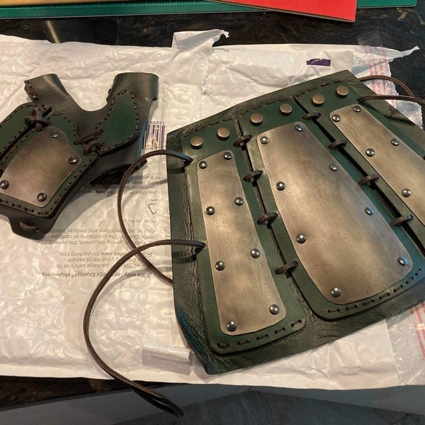 Samurai Iron Bracers: Leather Armored Cosplay Accessory for LARP, Post ...