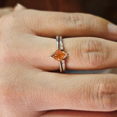 Color Changing Gemstone Ring, 6x8mm Emerald Cut Alexandrite Wedding ...