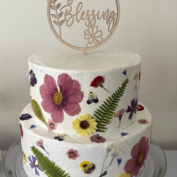 Custom Floral Name Cake Topper Personalized Wild Flower Cake Topper ...