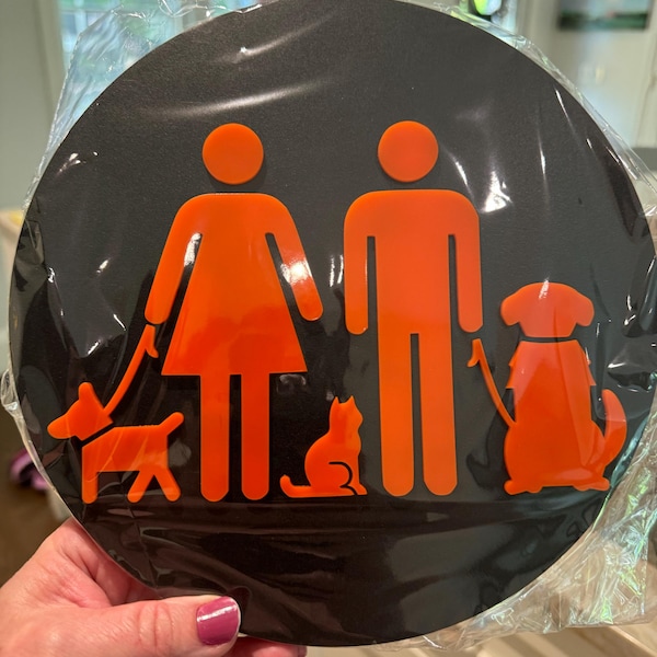 3D Restroom Sign With Pets Restroom Sign for Veterinarian Office Gift ...