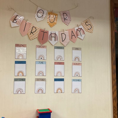 BOHO RAINBOW Bulletin Board Signage Editable Boho Bunting Neutral ...