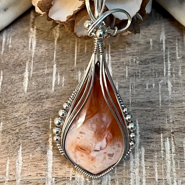 Variscite Stone Pendant Necklace Wire Wrapped in Argentium Sterling ...