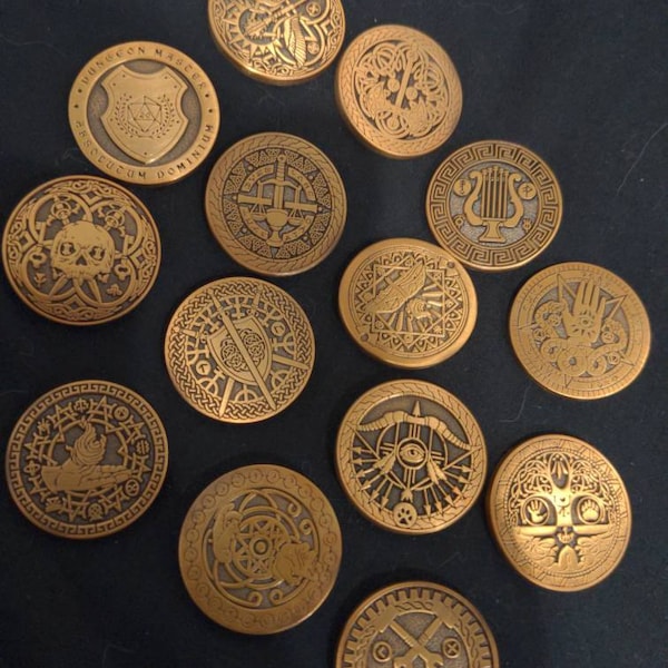 14 DND CHARACTER TOKENS, 1 Inch Dungeons and Dragons Charachter Coins ...