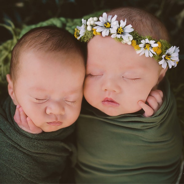Daisy Moss Flower Crown for Newborn Photography Props Headband Tieback ...