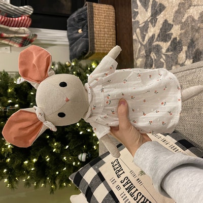 Big Size Fabric Linen Mouse Doll With Rose Dress, Plushies Heirloom ...