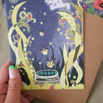 Fireflies Birthday Greeting Card Fireflies Card, Birthday Card, Kid ...