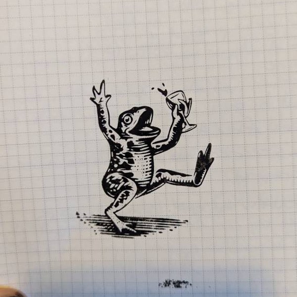 Drunk Frog Rubber Stamp - Frog Stamp - Funny Gift Wrap Stamper - Wood ...