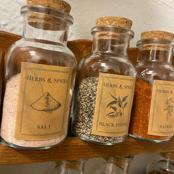 Set of 30 Primitive Spice Jar Labels, Primitive Pantry Labels, Country ...