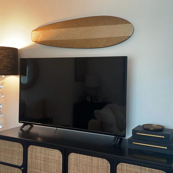 Natural Stripe Surfboard Wall Hanging, Coastal Home Decor, Boho Decor ...