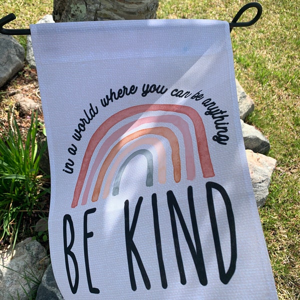Be Kind Garden Flag, Inspirational Home Decor, Rainbow Boho Decor ...