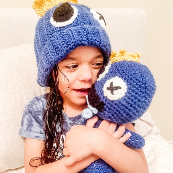 Rainbow Friends Blue Plush Toy and Hat Set - Etsy UK