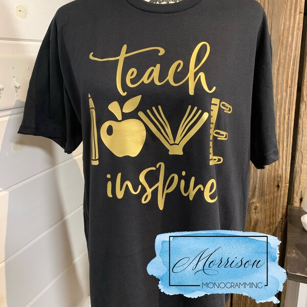 Teach Love Inspire Multi Color School Teacher SVG Files for Cutting ...