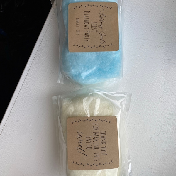 Small Cotton Candy Party Favor With Custom Label - Etsy